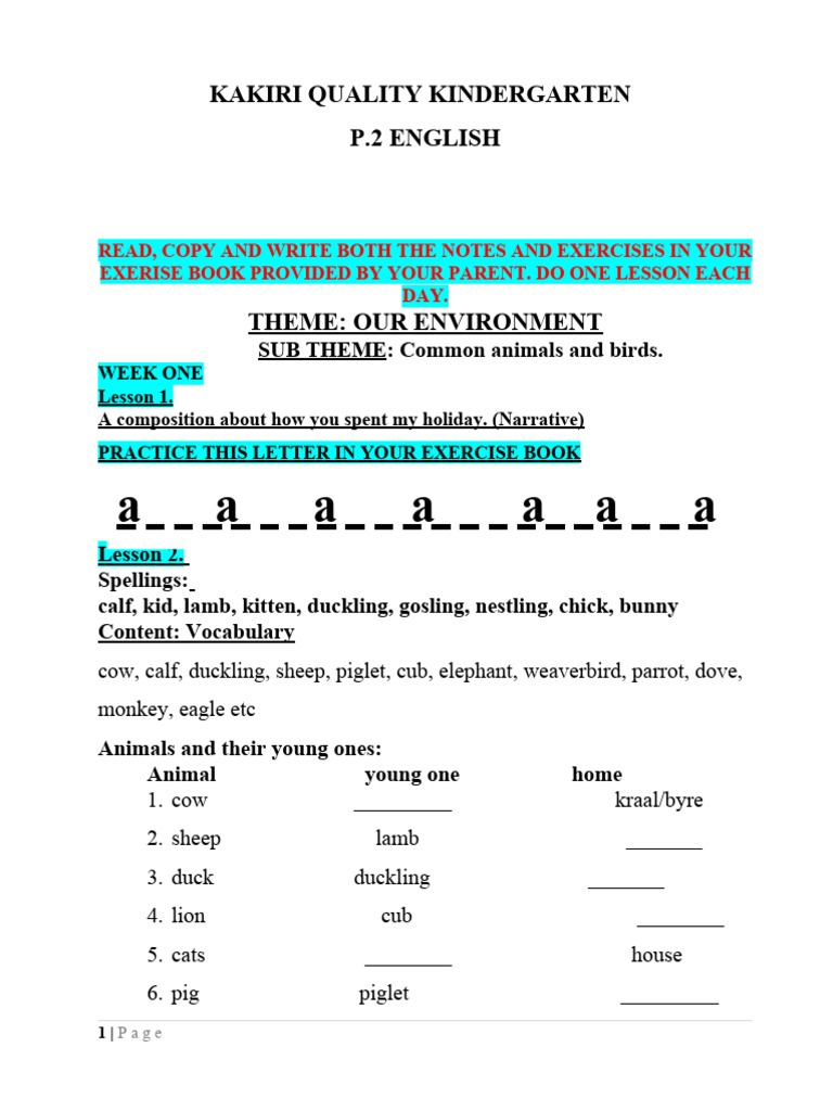 p2 English Notes Andexercises Disney Kindergarten and Primary School ...