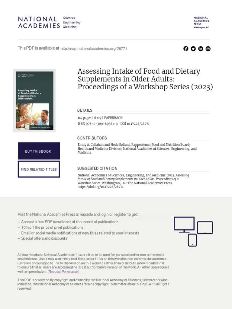 Assessing Intake of Food and Dietary Supplements in Older Adults ...