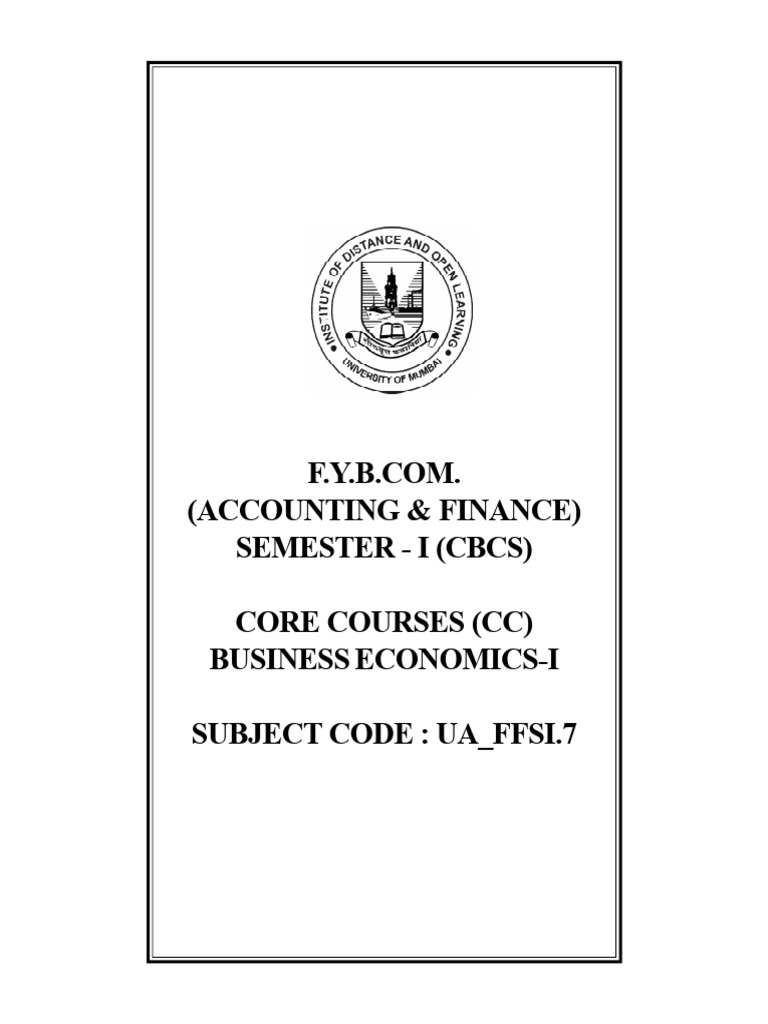 FYBCOM BAF Business Economics I | PDF | Business