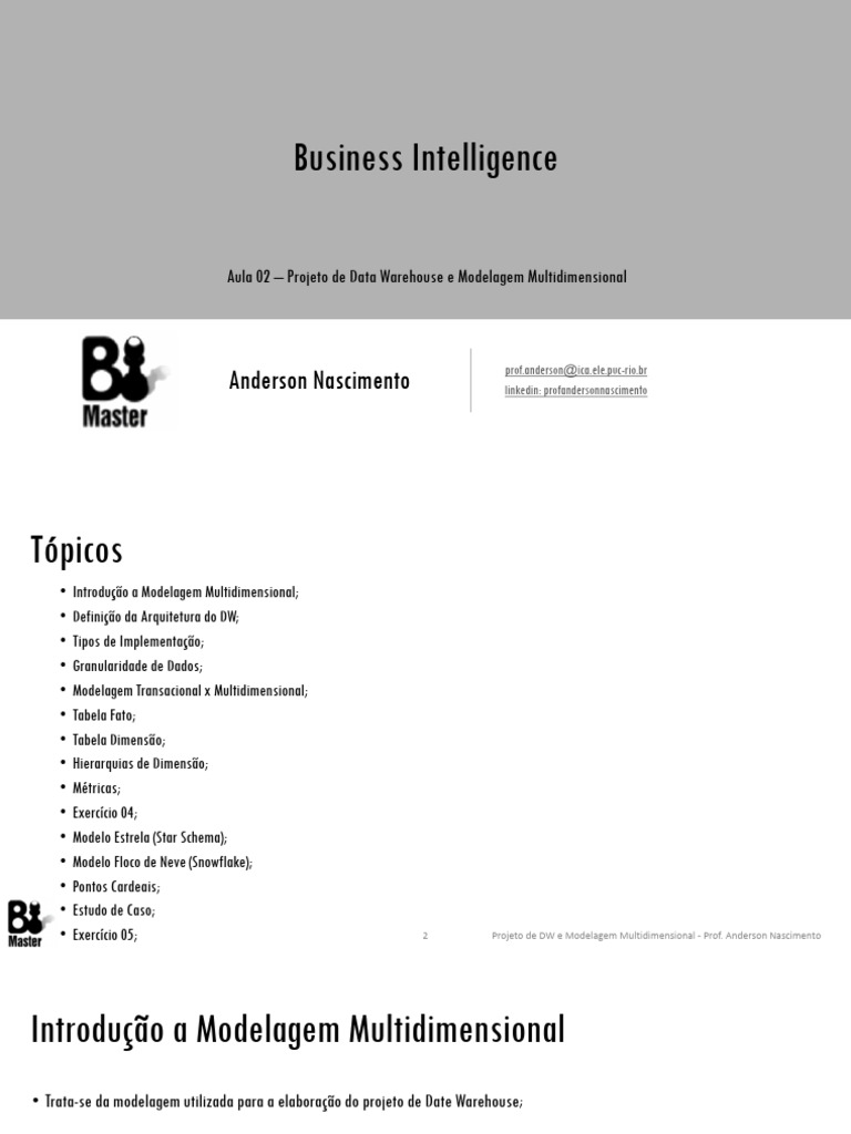 Aula 02 - Projeto de Data Warehouse e Modelagem Multidimensional | PDF | Armazém de dados | Dados