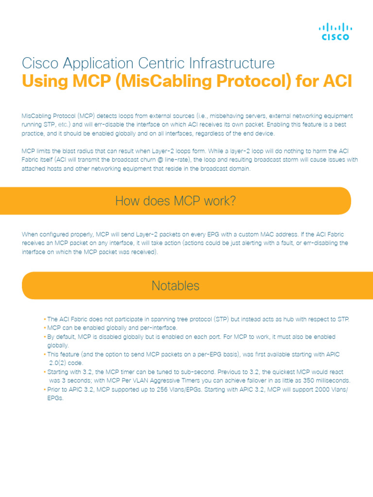 Aci Guide Using MCP Mis Cabling Protocol | PDF | Communications Protocols | Internet Protocols