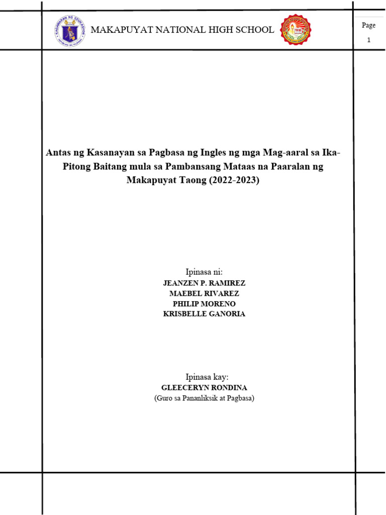 Pananaliksik (Kabuuan) | PDF