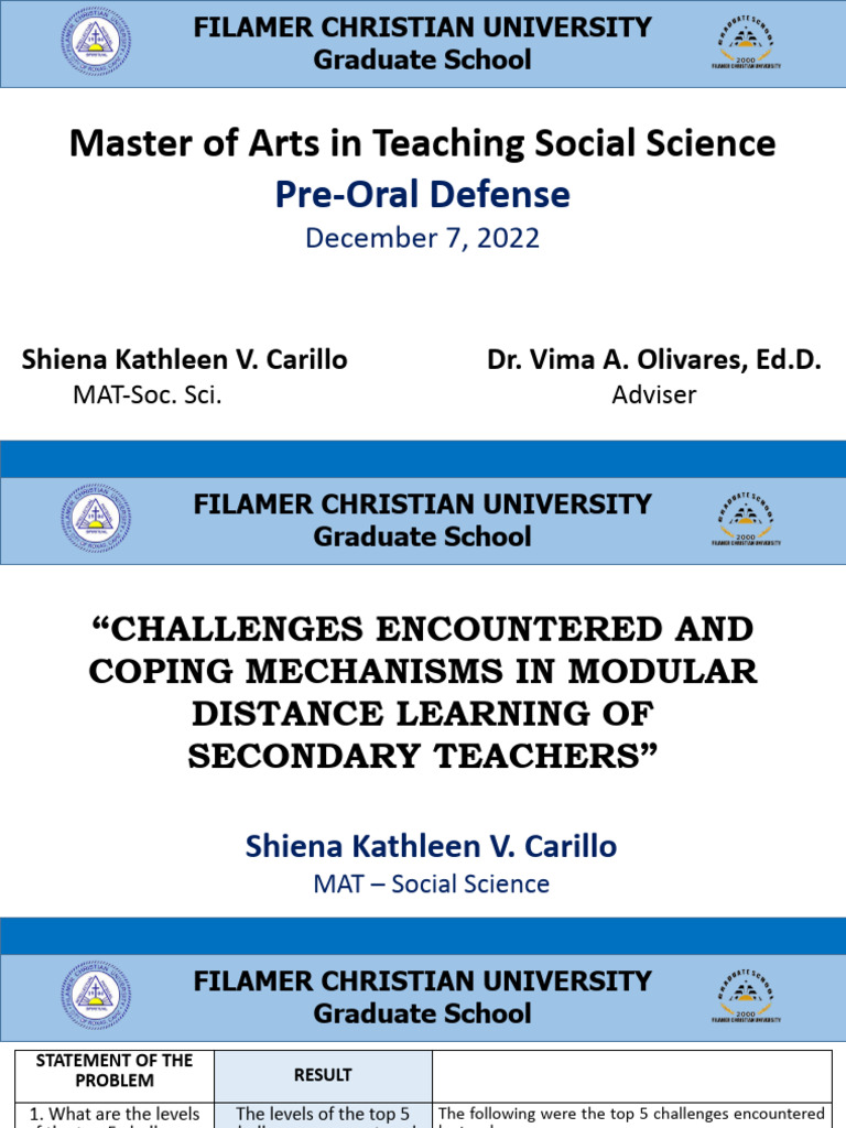 Pre Oral Presentation | PDF | Learning | Distance Education