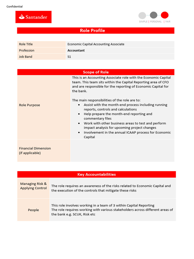 Role Profile Template - Economic Capital Accounting Associate | PDF ...