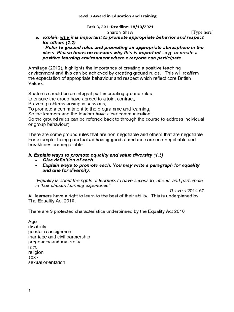 AET Unit 301 Task B | PDF | Learning | Teachers