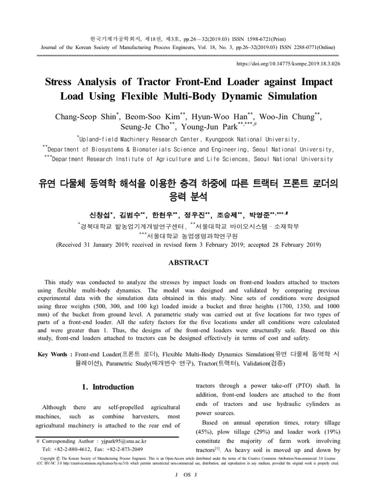 Stress Analysis of Tractor Front-End Loader Against Impact Load Using ...