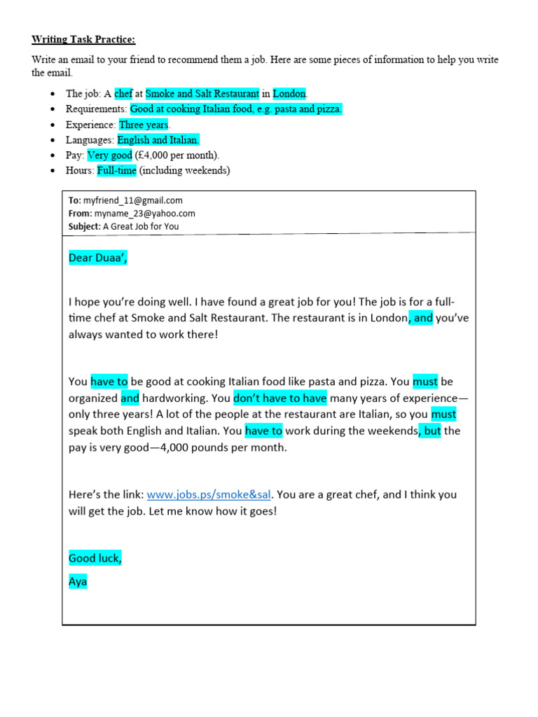 A1 Writing An E-Mail (Model Answer) | PDF
