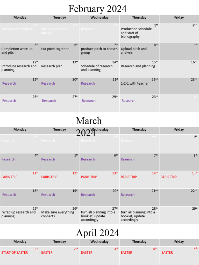 FMP Production Schedule 1 | PDF