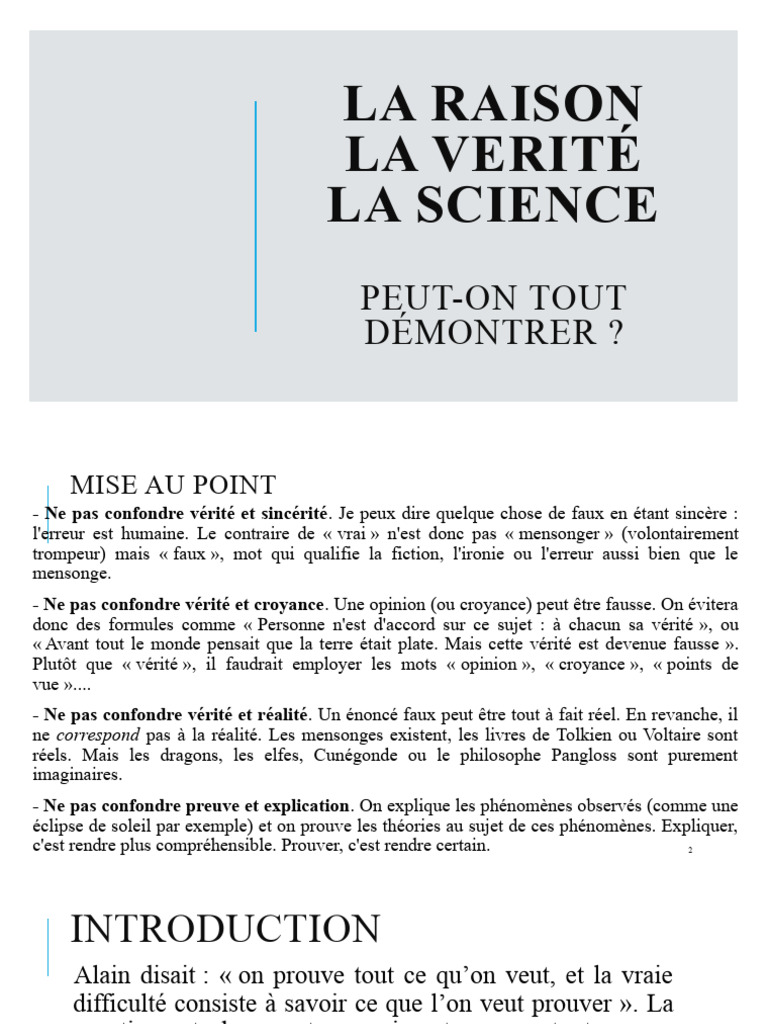 La Raison-La Vérité-La Science | PDF | Vérité | Science