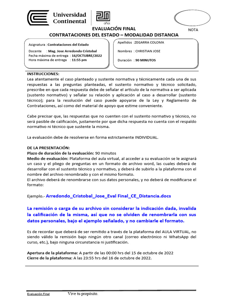 Zegarra Coloma Christian Jose Final CE Distancia - Docs | PDF ...