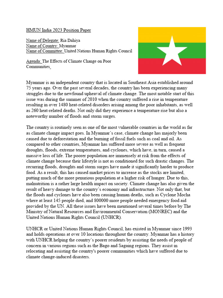HMUN 2023 Position Paper Myanmar - Ria Dahiya | PDF | United Nations ... HMUN 2023 Position Paper Myanmar - Ria Dahiya | PDF | United Nations ...