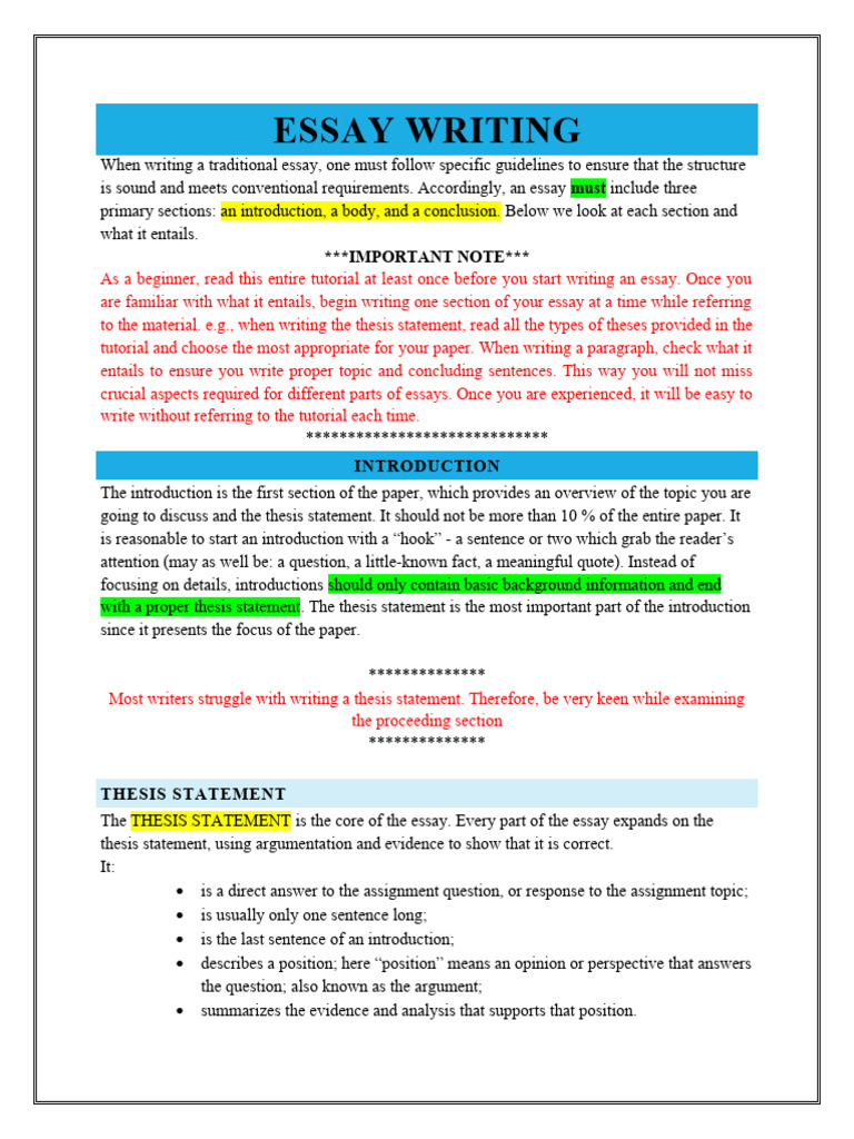 Essay Structure Teaching | PDF | Essays | Thesis