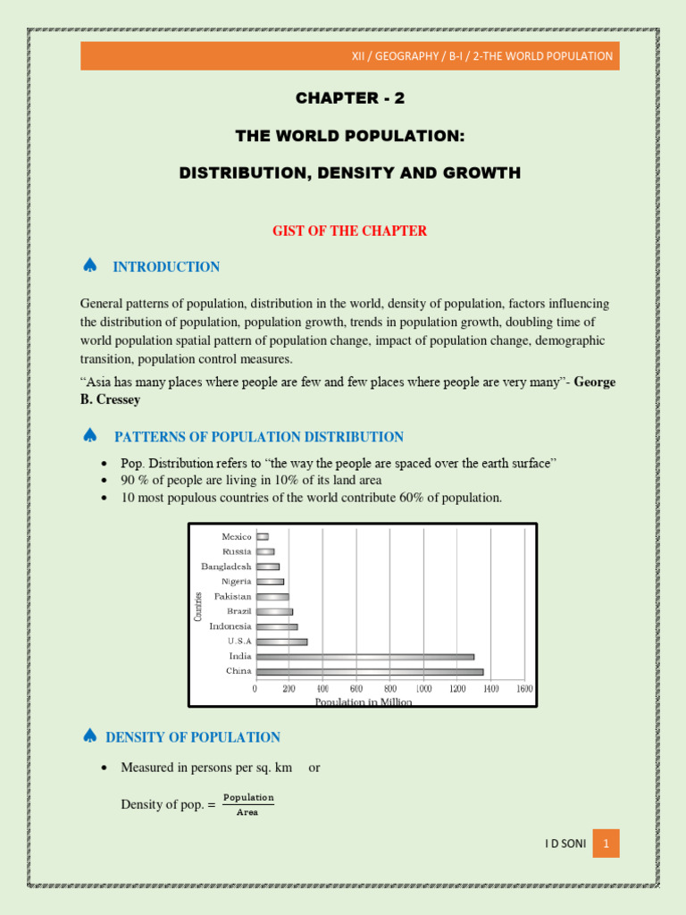 Chapter - 2 The World Population: Distribution, Density and Growth | PDF