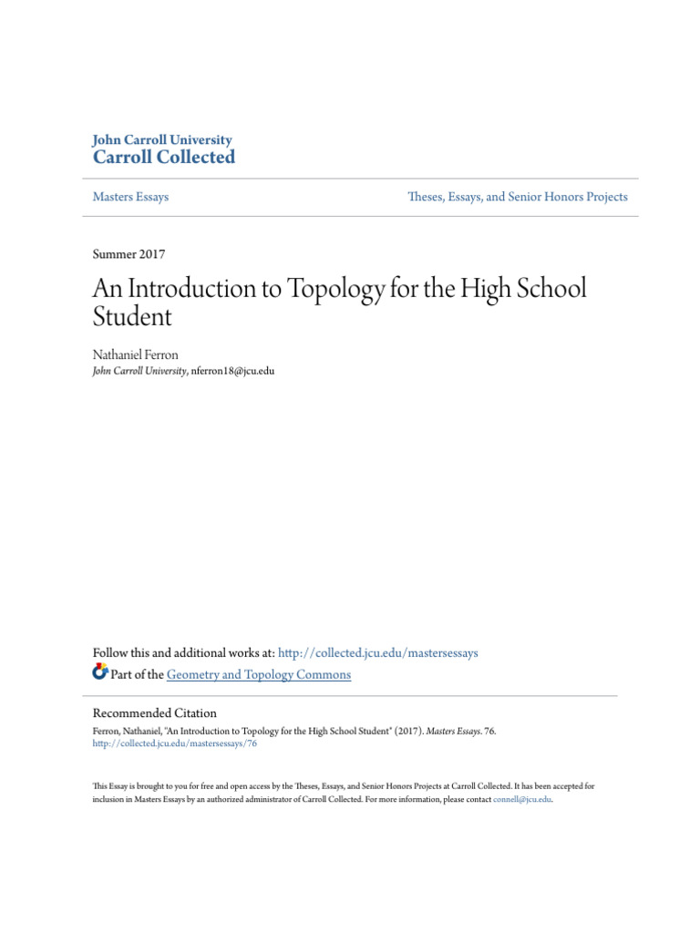 An Introduction To Topology For The High School Student | PDF ...
