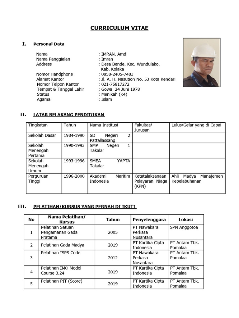 CV IMRAN, Amd | PDF