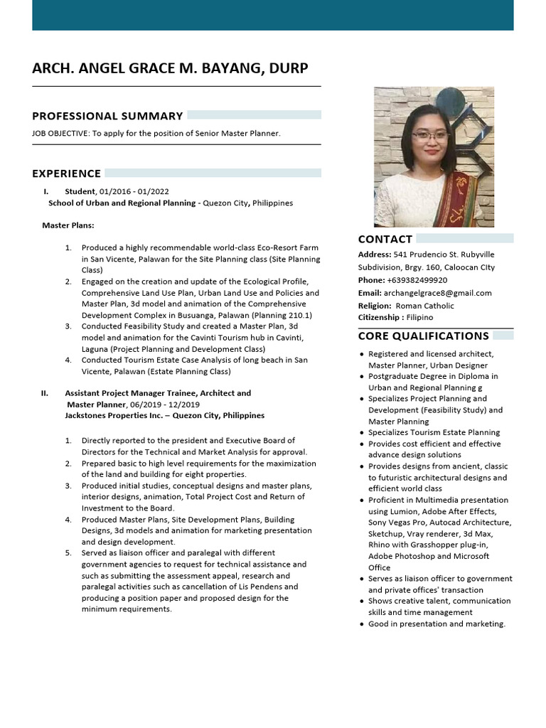 Bayang Angel Grace M. CV Annex A Portfolio | Download Free PDF | Urban ...