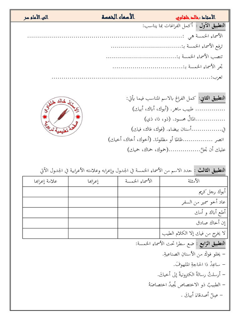 5الأسماء الخمسة Pdf