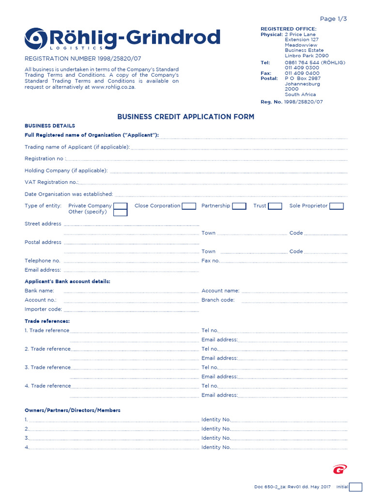2017 Credit Application | PDF | Government | Private Law