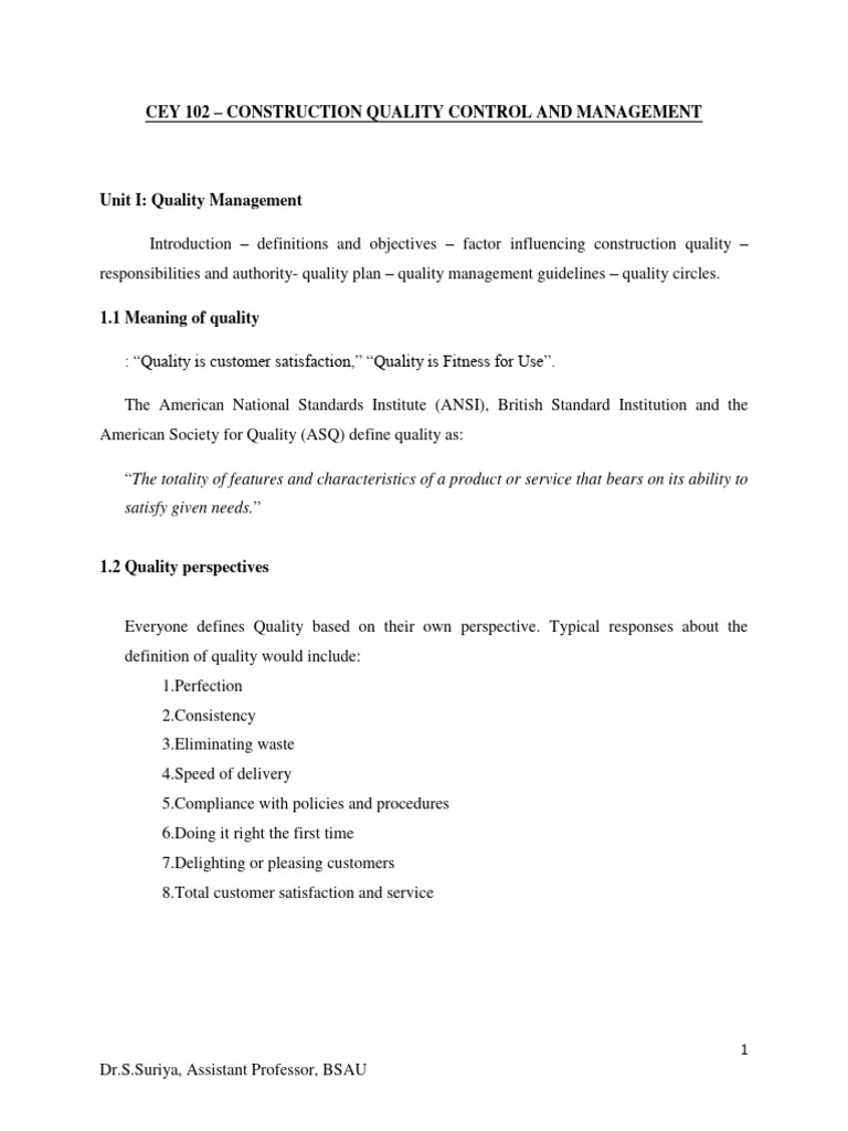 TQM Notes | PDF | Quality (Business) | Quality Assurance