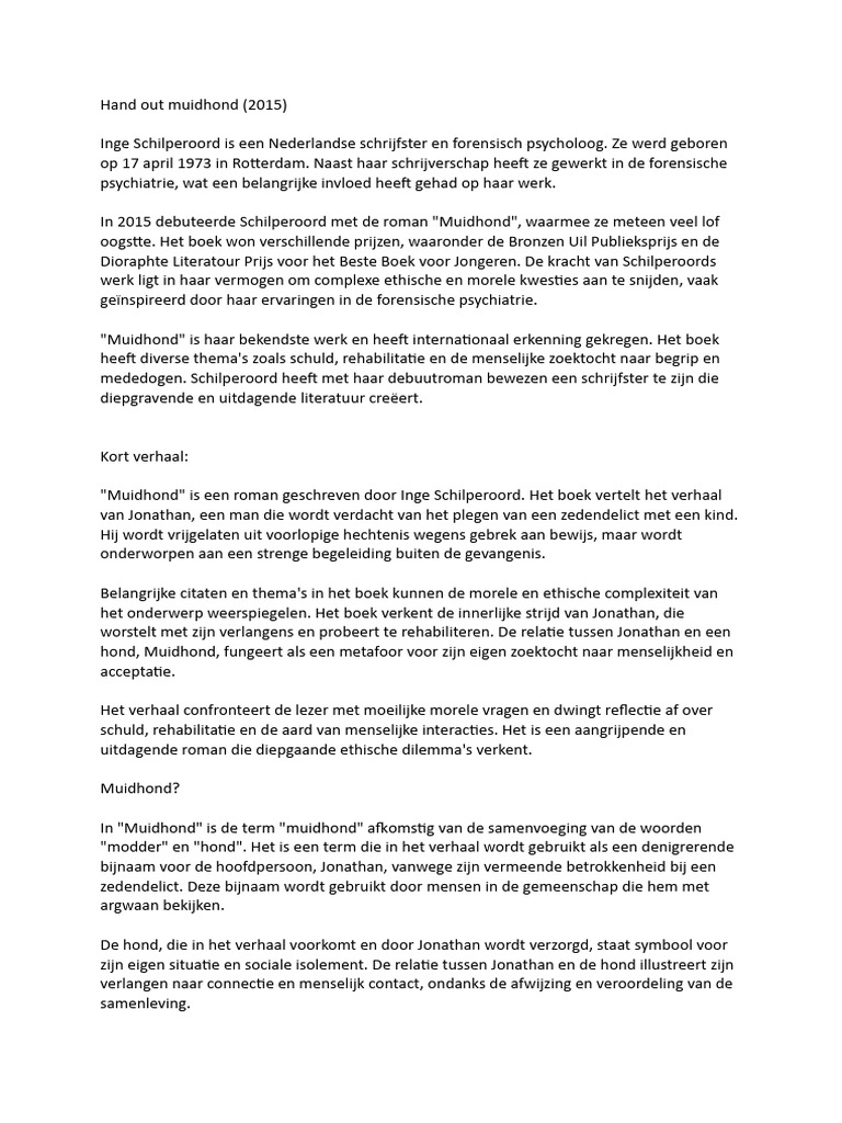 Hand Out Muidhond | PDF