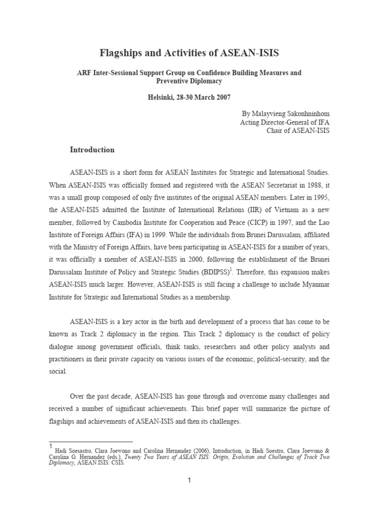 ASEAN-ISIS: Track 2 Diplomacy Insights | PDF | Think Tank ...