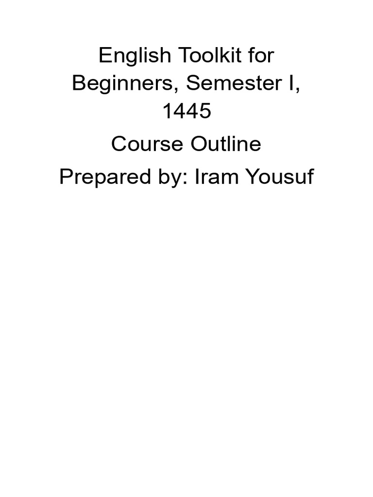 English Toolkit For Beginners | PDF