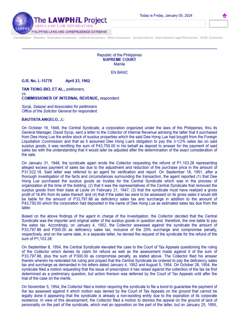 Tan Vs CIR | PDF | Legal Liability | Taxes
