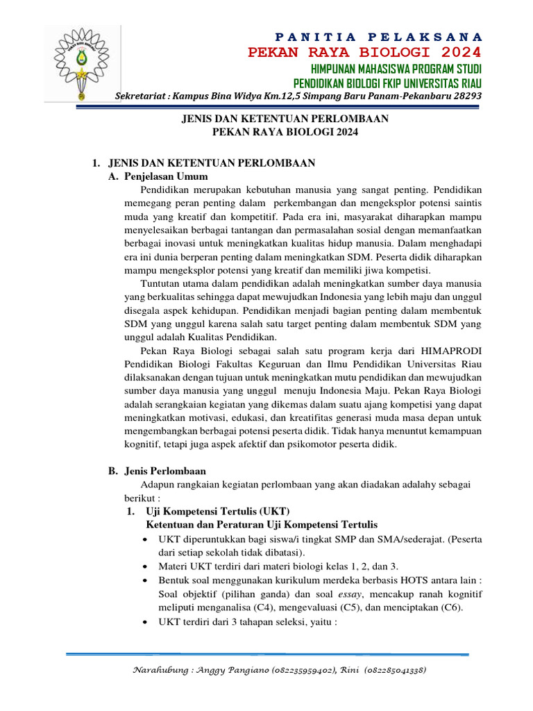 Ketentuan Perlombaan PRB 2024-1 | PDF