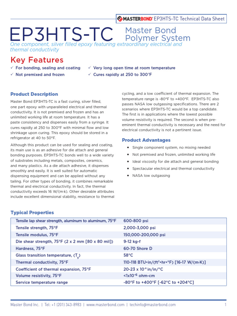 Ep3hts TC | PDF | Electrical Resistivity And Conductivity | Epoxy