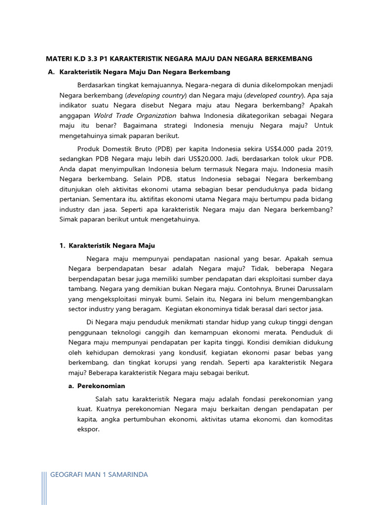 Karakteristik Negara Maju dan Berkembang | PDF | Pengelolaan Keuangan & Uang | Politik