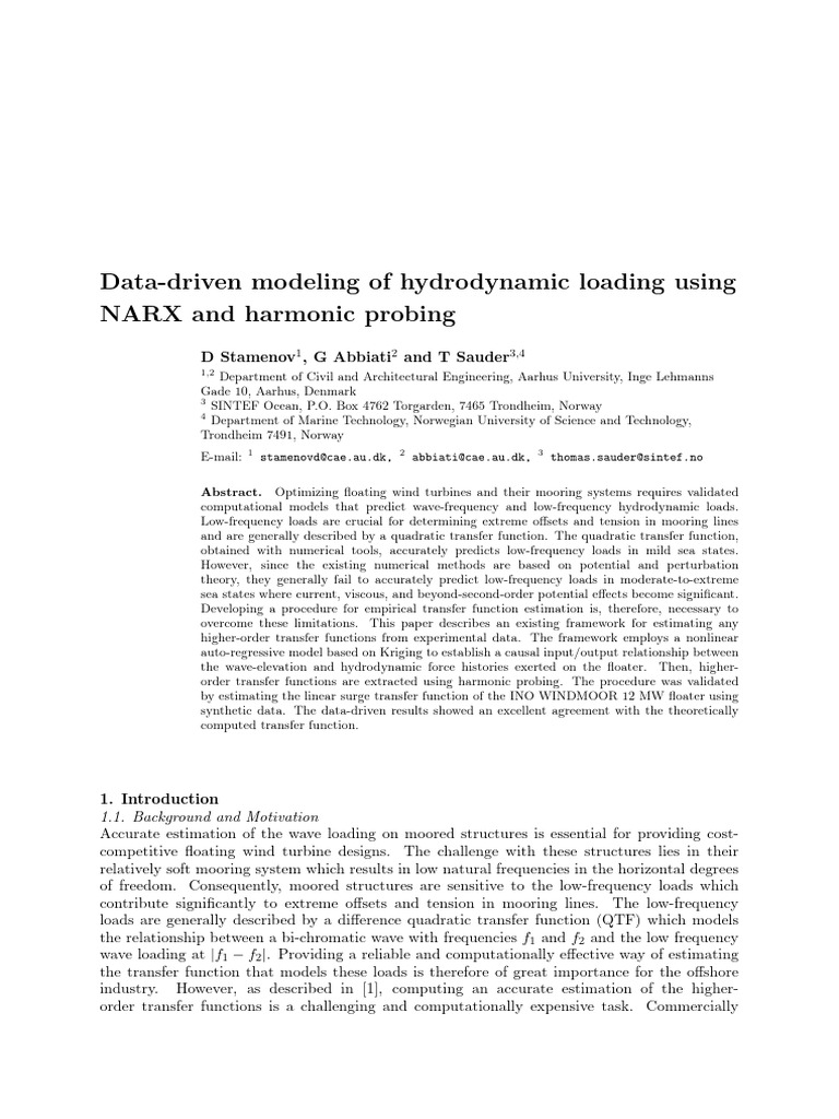 V3 - Data - Driven - Modeling - of - Hydrodynamic - Loading - Using - NARX - and - Harmonic ...