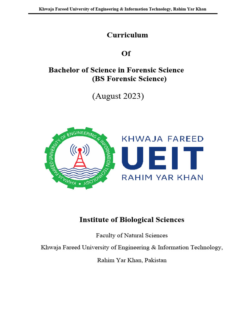 BS Forensic Science Final Curriculum 4th BoS 2023 | PDF | Forensic ...