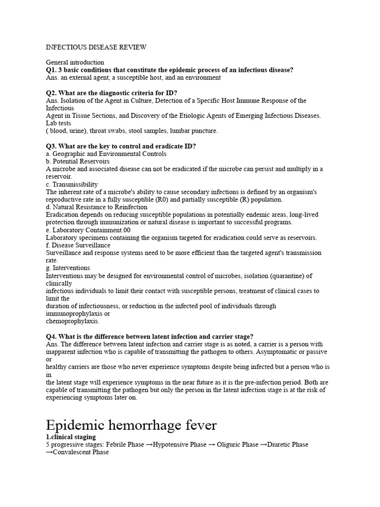 Infectious Disease Review | PDF | Infection | Hiv/Aids