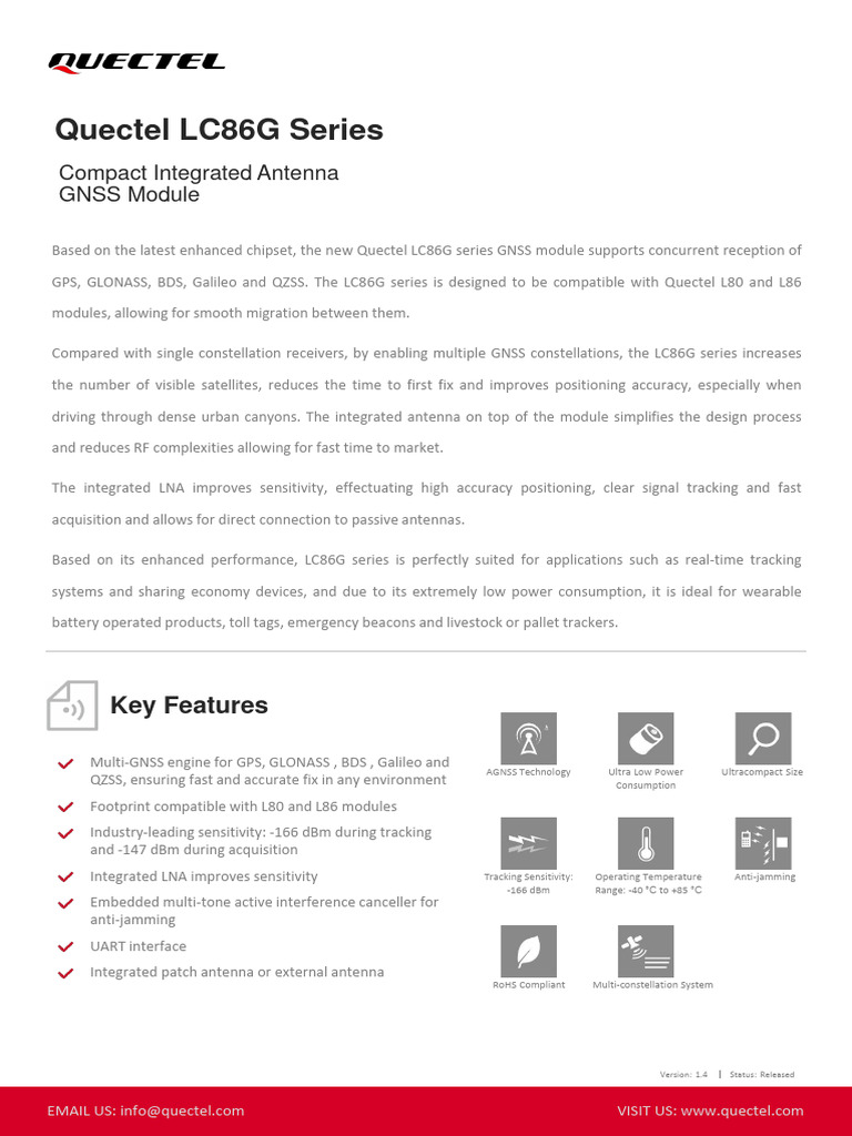 Quectel LC86G GNSS Module Overview | PDF | Global Positioning System ...