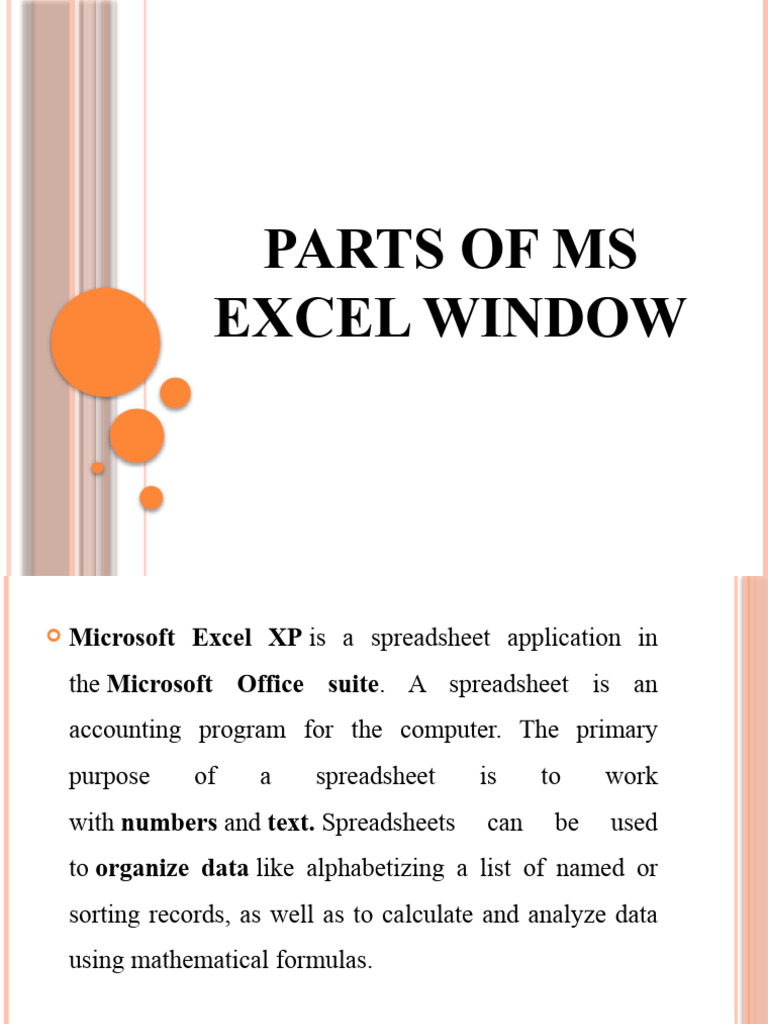Parts of MS Excel Window | PDF