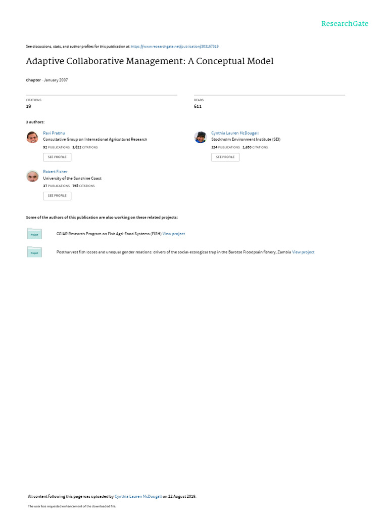 ACMChapter2 Adaptivecollaborativemgmt Aconceptualmodel - PrabhuMcDougallFisher | PDF