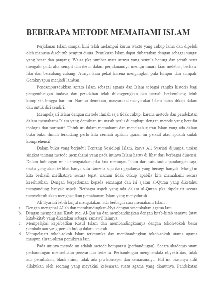 Beberapa Metode Memahami Islam | PDF