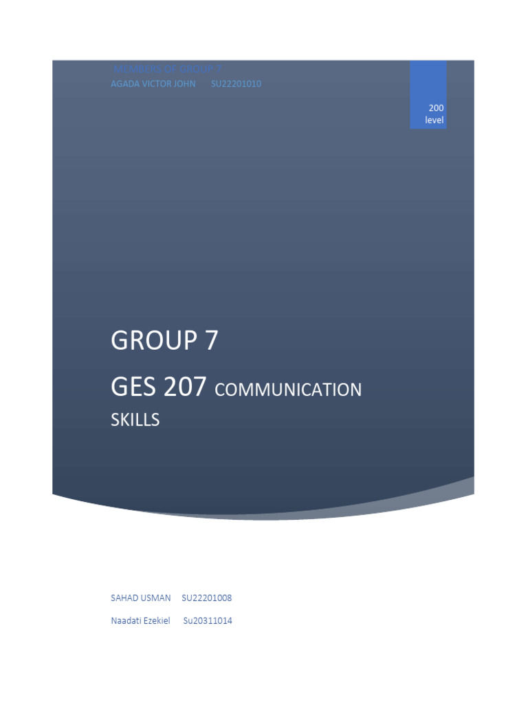Group 7 GES 207: Communication Skills | PDF