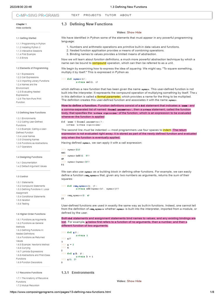 1.3 Defining New Functions | PDF
