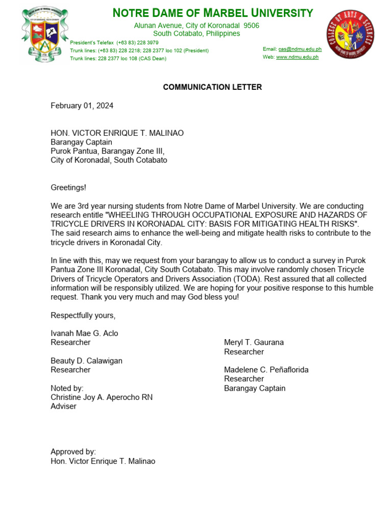 HEADER Barangay Captain Letter | PDF