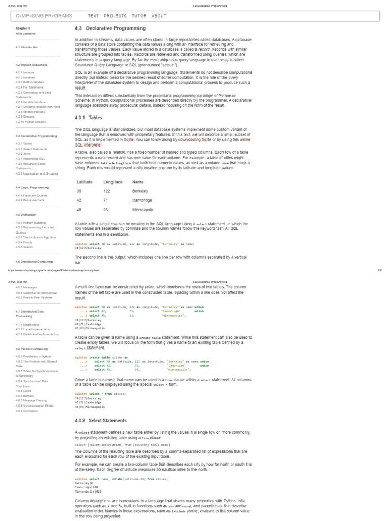 Composing Programs 4.3 Declarative Programming | PDF