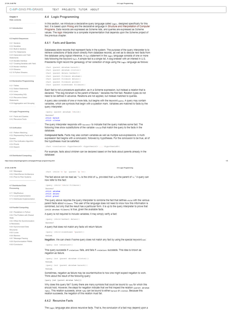 Composing Programs 4 4 Logic Programming Pdf Databases Scheme