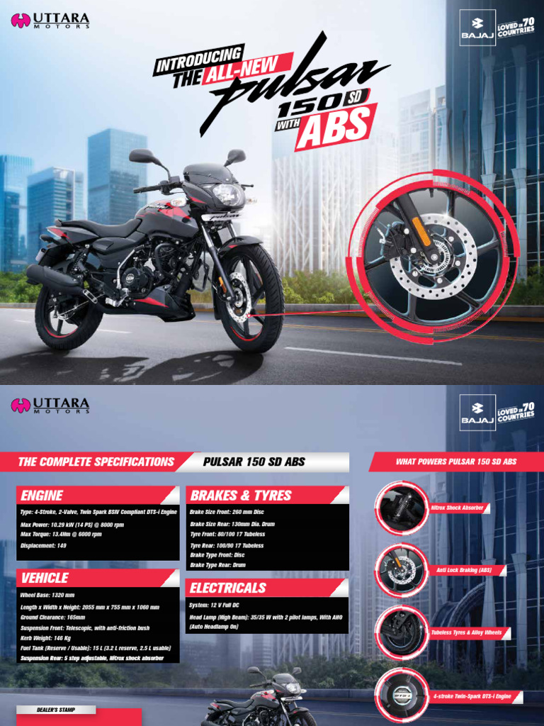 Bajaj Pulsar 150 SD ABS Specifications | PDF