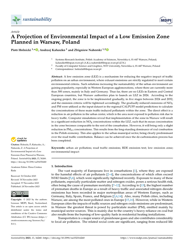 Sustainability 15 16260 v2 | PDF | Air Pollution | Particulates