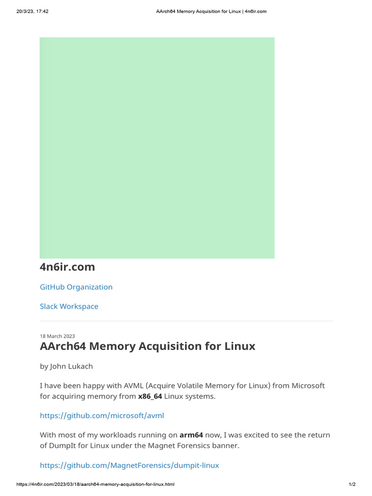 AArch64 Memory Acquisition For Linux | PDF | Computers