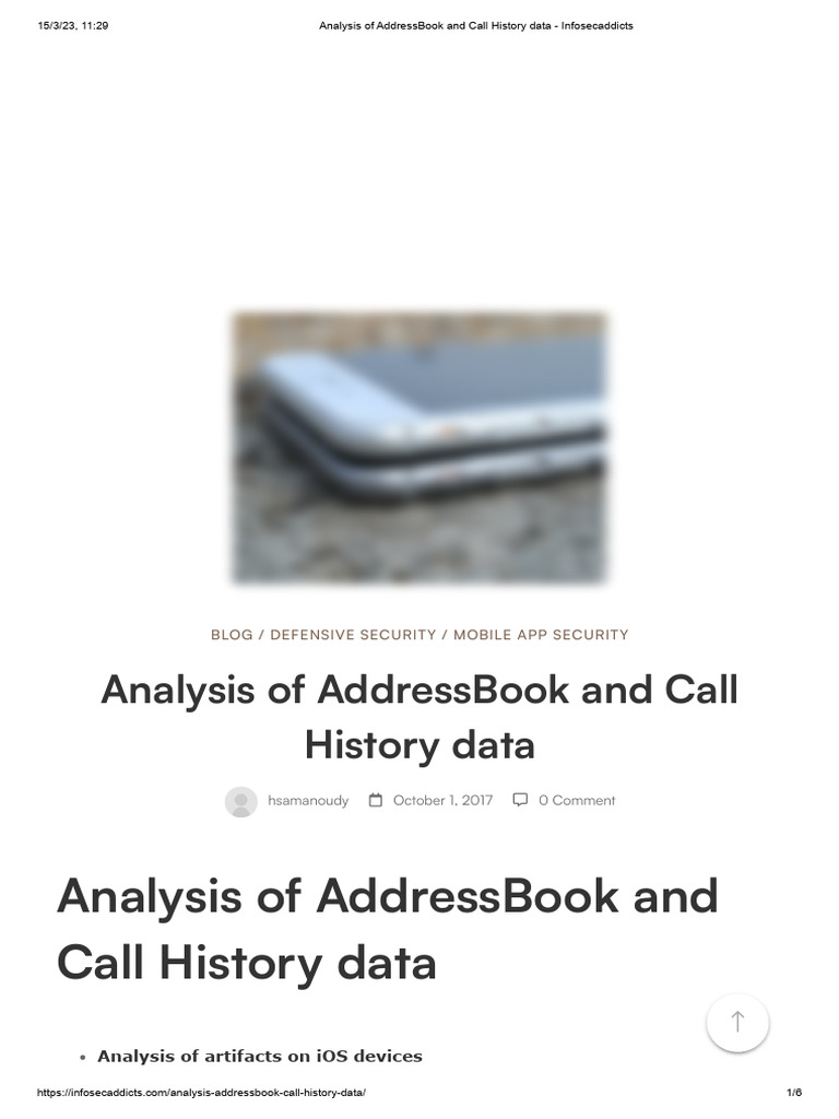Analysis of AddressBook and Call History Data - Infosecaddicts | PDF | Art