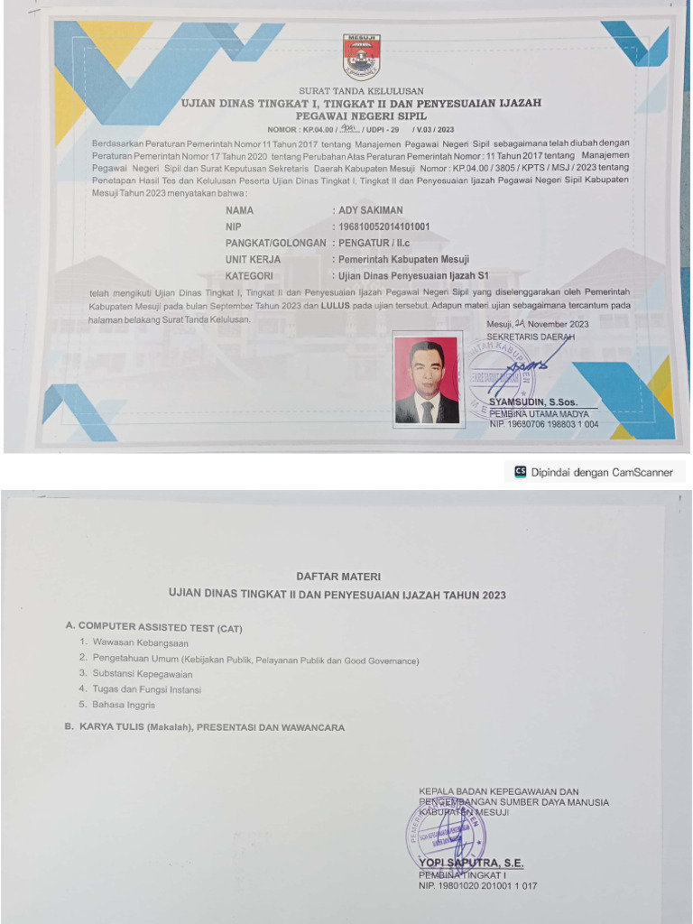 Surat Tanda Lulus Upkp | PDF