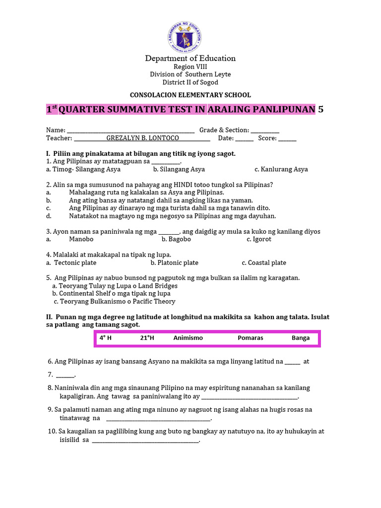 1ST Quarter - Final | PDF