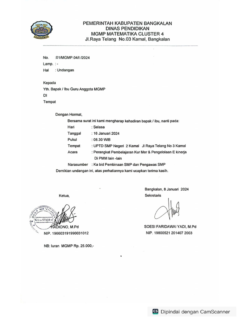 Undangan mgmp-1 | PDF
