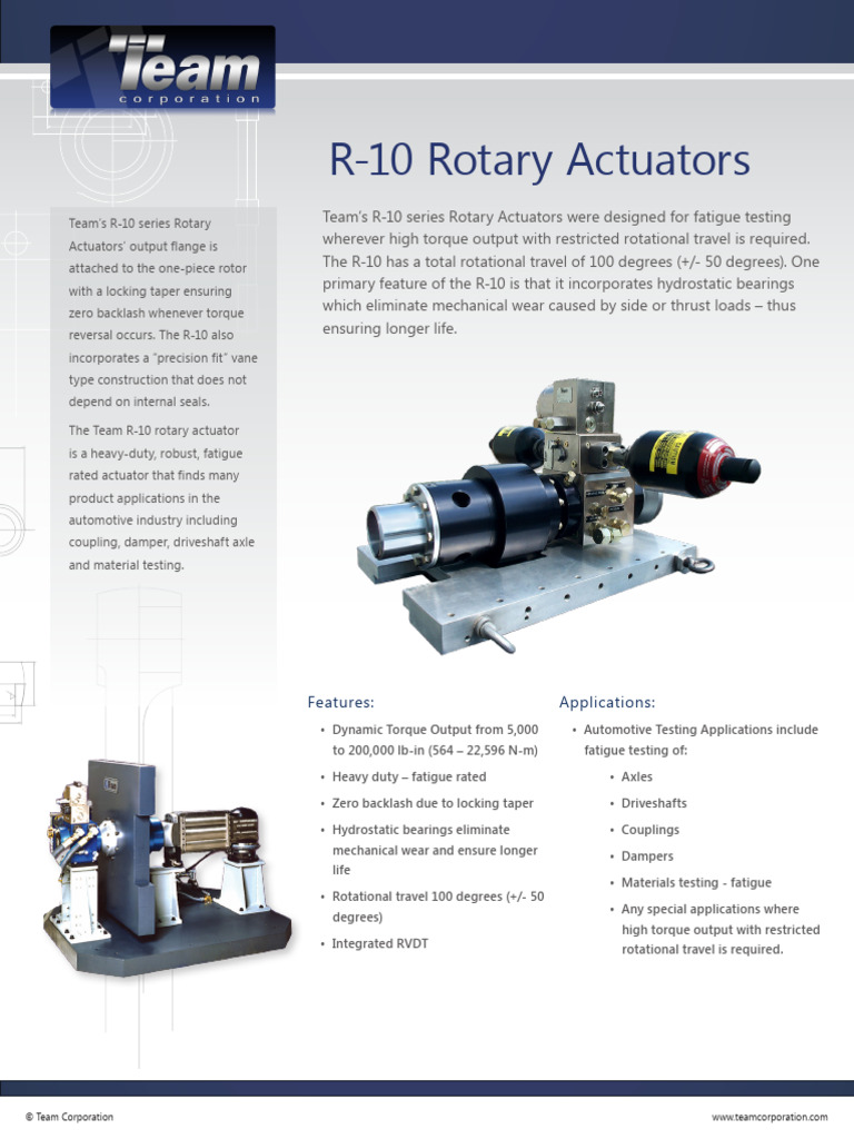 Team Corporation R 10 Rotary Actuator | PDF | Rotation Around A Fixed Axis | Actuator